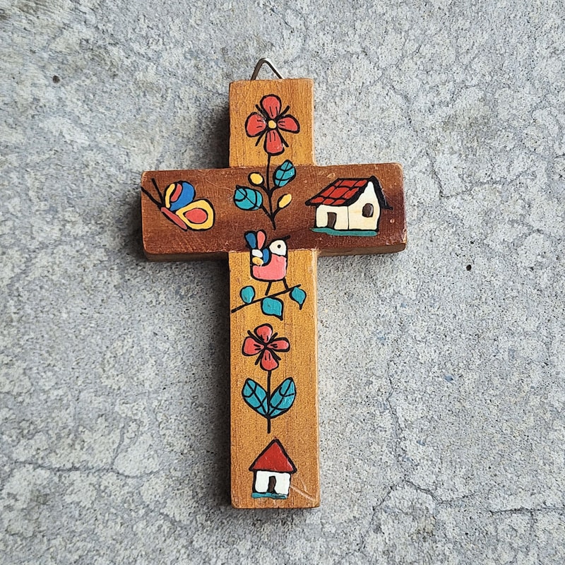 Hand Painted Cross Folk Art - Etsy