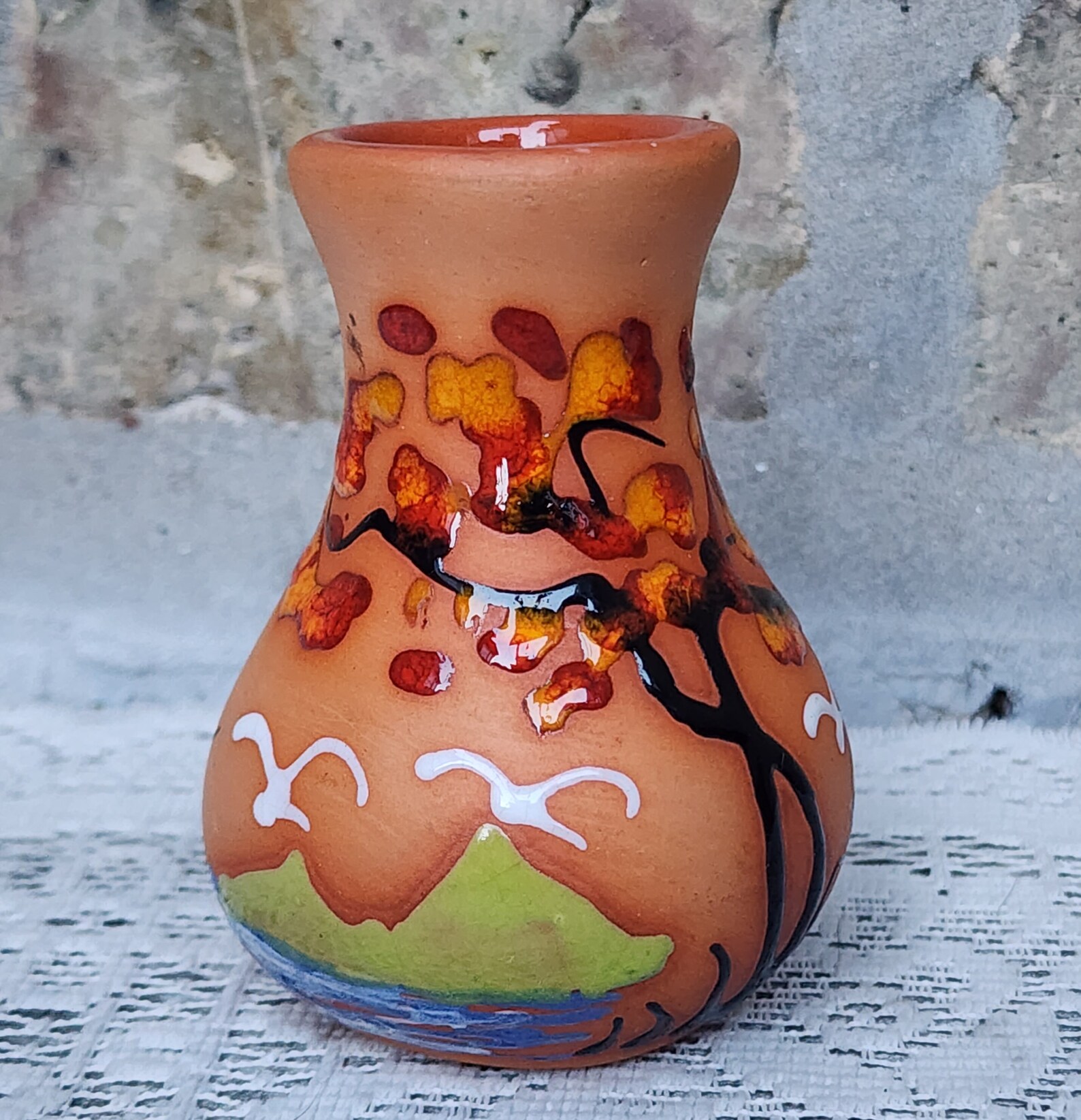 Vintage Terra Cotta Hand Painted Pottery Vase Dominican Republic Art - Etsy