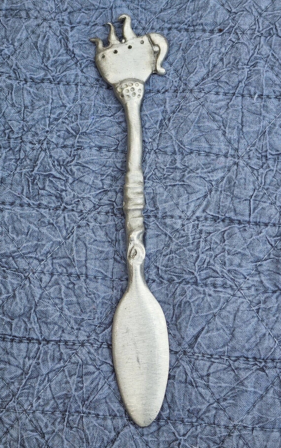 2 Vintage Metal Pewter Tone Spike Hair Man Spoon Coffee Cup W - Etsy