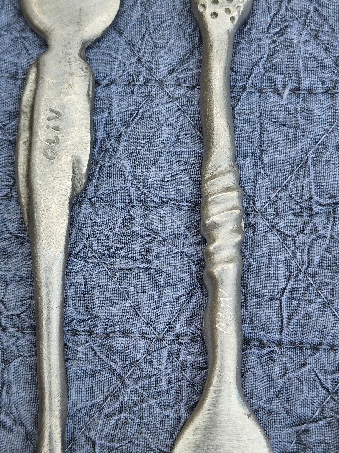 2 Vintage Metal Pewter Tone Spike Hair Man Spoon Coffee Cup W - Etsy