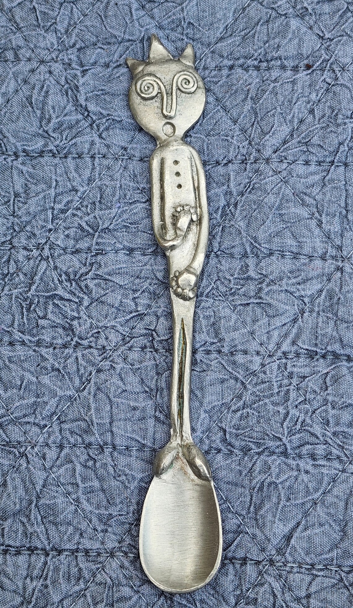 2 Vintage Metal Pewter Tone Spike Hair Man Spoon Coffee Cup W - Etsy