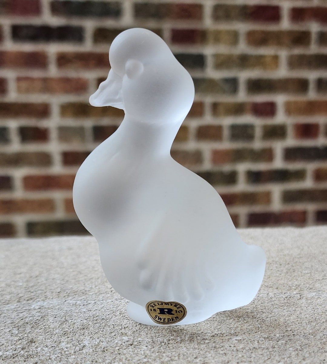 Vintage Reijmyre Frosted Glass Sweden Scandinavian Goose Bird European ...