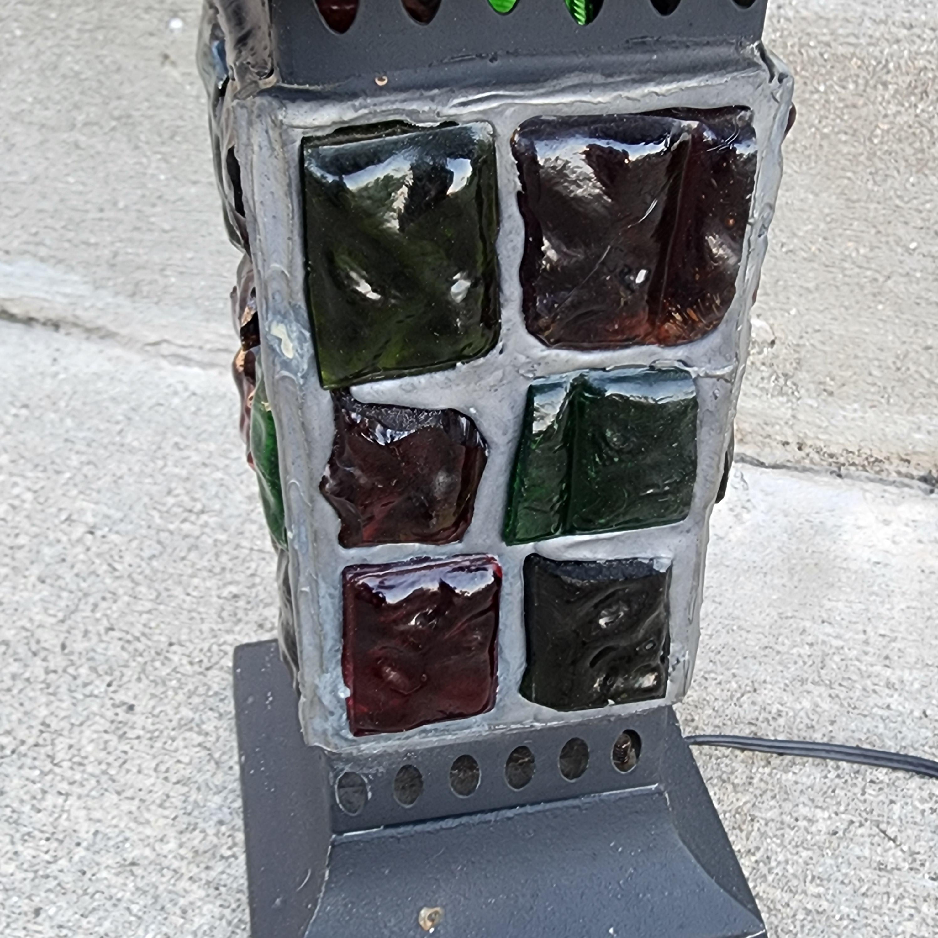 Vintage Peter Marsh Nader Lamp Stained Glass Lantern Brutalist Pagoda ...