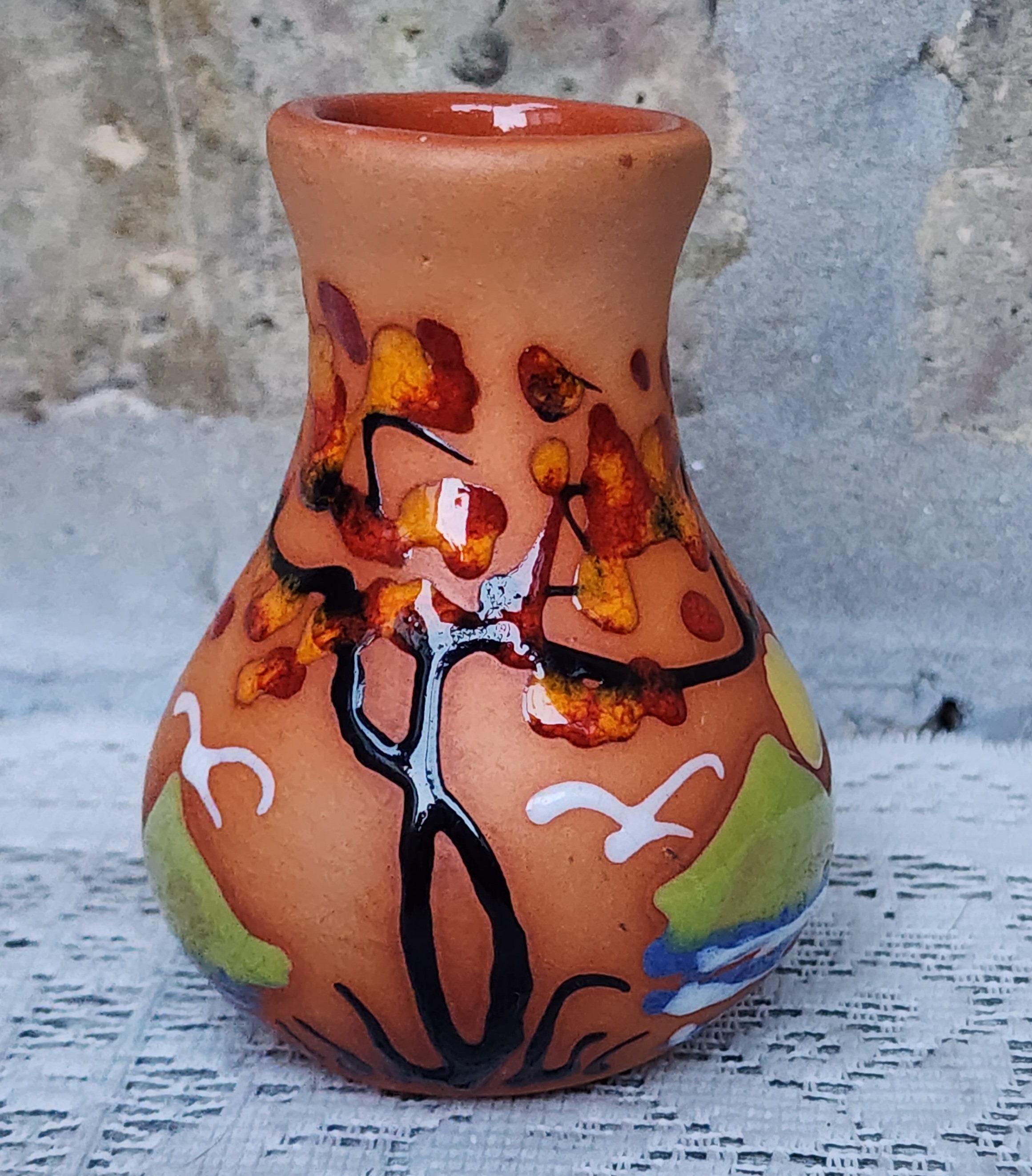 Vintage Terra Cotta Hand Painted Pottery Vase Dominican Republic Art - Etsy