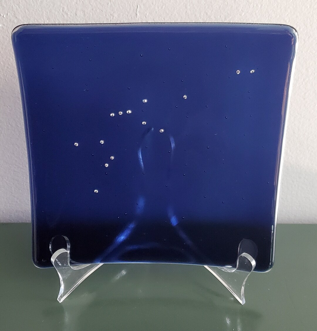 Cobalt Blue Night Sky Art Glass Plate: Aquarius Constellation ...