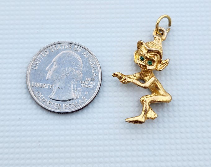 Vintage OBCO 1986 Green Rhinestone Eye Christmas Pixie Elf Mischievous ...