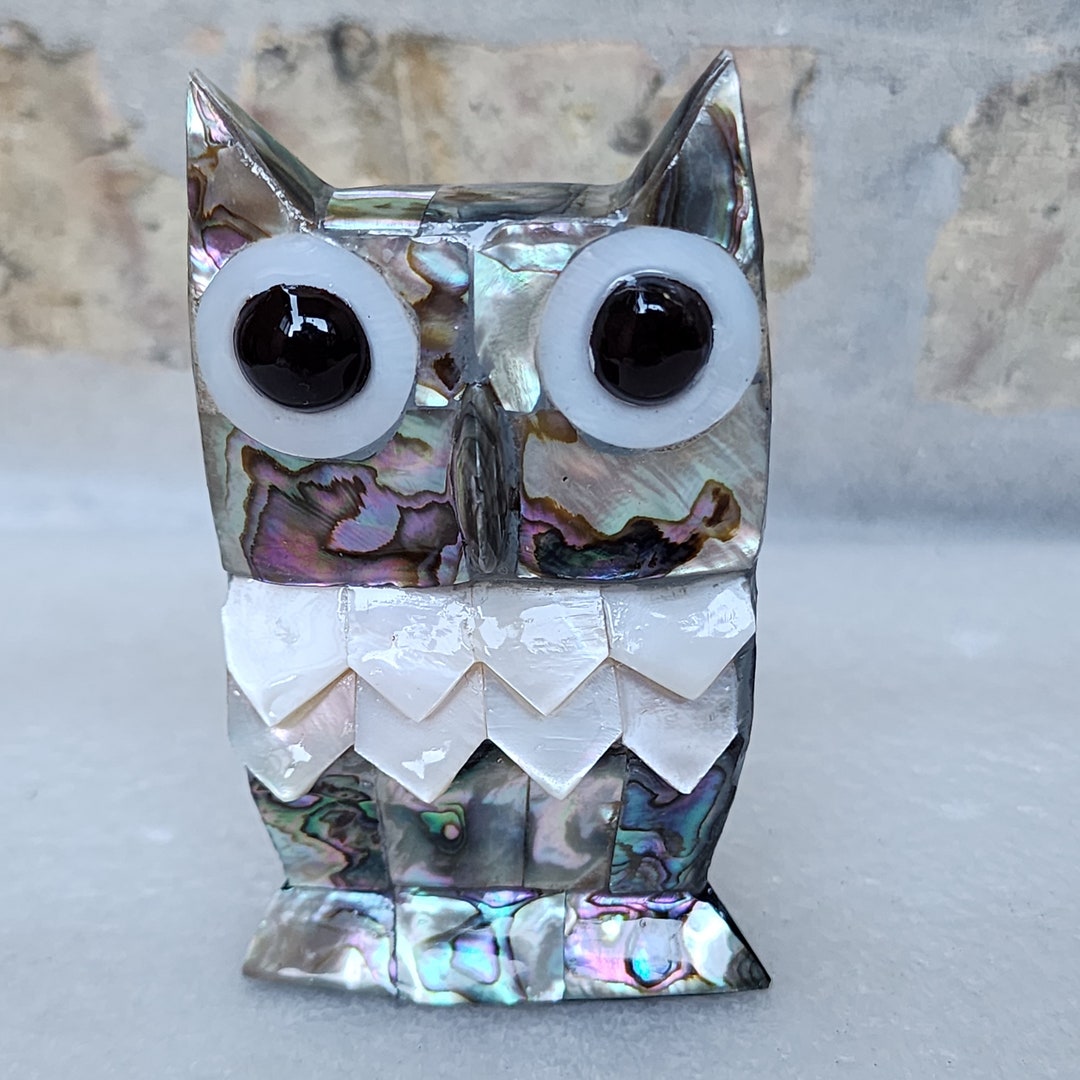 Vintage Mother of Pearl MOP Abalone Shell Owl Bird Figurine - Etsy