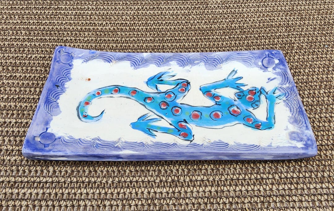 Vintage Lizard Gecko Spotted Salamander Hand Painted Pottery Ceramic ...