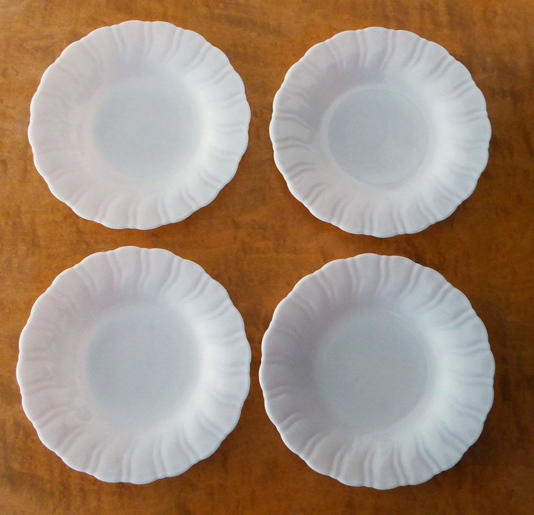 Vintage White Opalescent Salad Plates - Set of 4 Ruffle Edge - Etsy