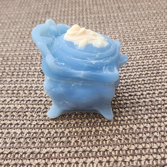 Vintage Blue Incolay Stone Trinket Box: Floral Cameo … - Gem