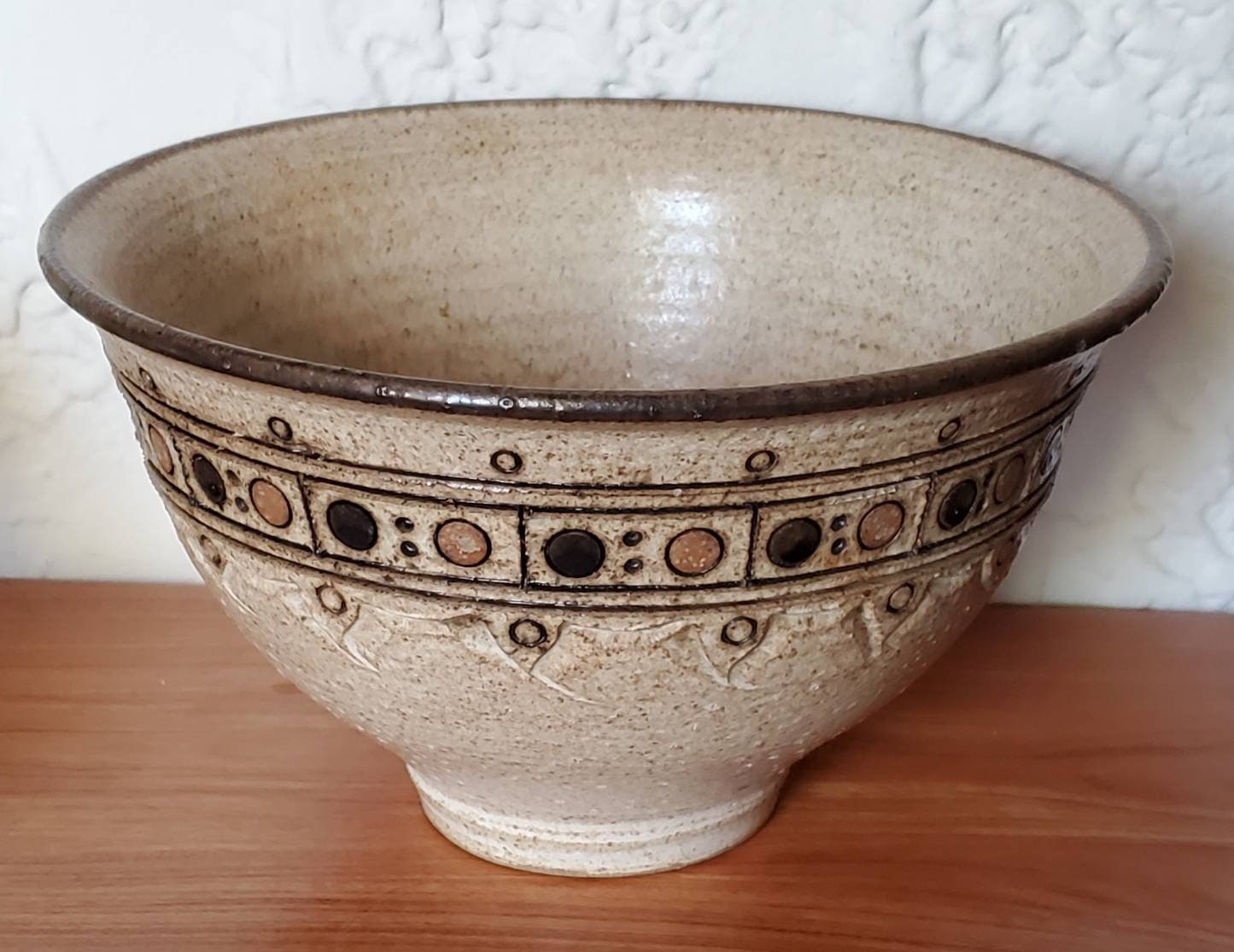 Vintage 1985 Tim Turner Pottery Brown Speckled Glaze Carved - Etsy