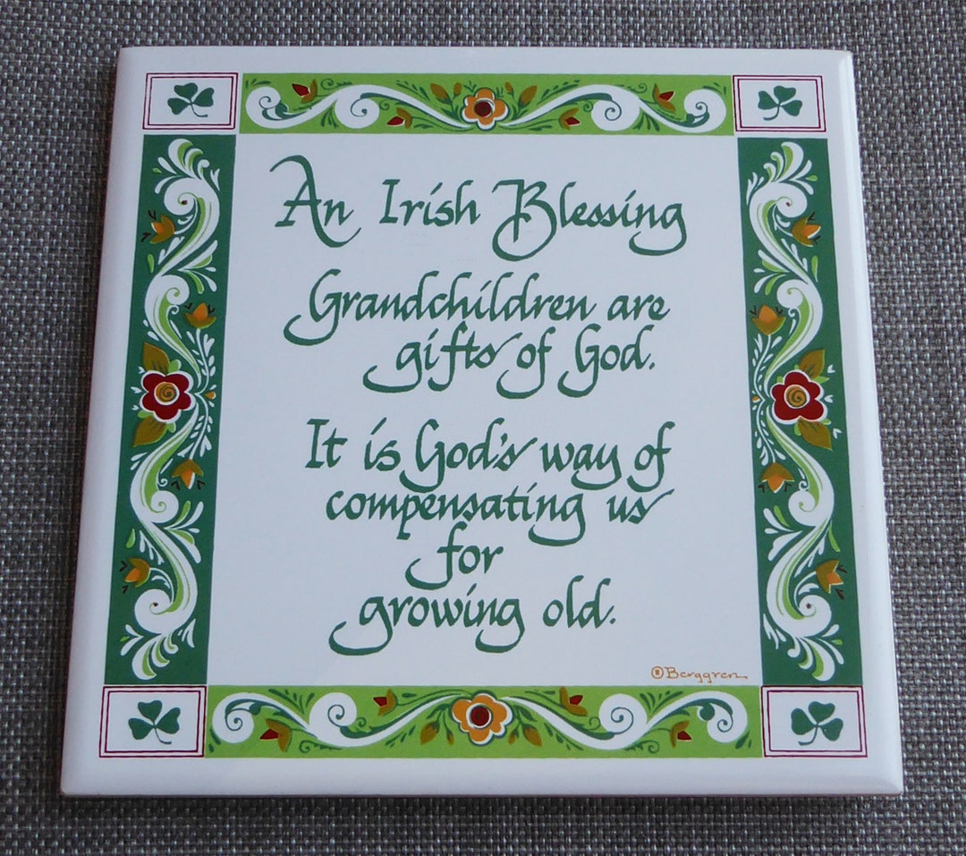 Vintage Berggren Irish Blessing Grandchildren Gifts Gods Compensating ...