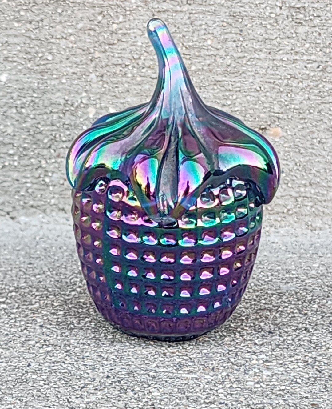 Vintage 1990 Gibson Glass Iridescent Amethyst Purple Strawberry Fruit ...
