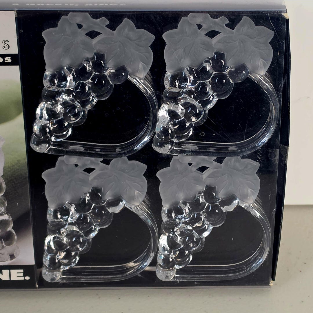 Vintage Grape Napkin Rings Clear Acrylic Vineyard Table Decor Set of 4 ...
