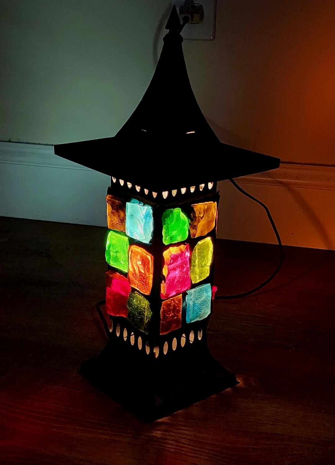 Lantern Peter Marsh Nader Vintage Stained Glass Brutalist Lamp - Etsy