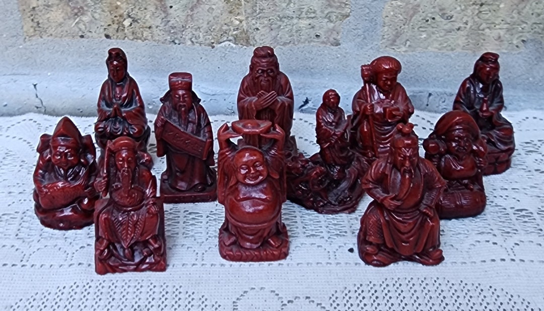 11 Vintage Asian Chinese Red Resin Immortals Diety Gods Feng Shui Woman ...