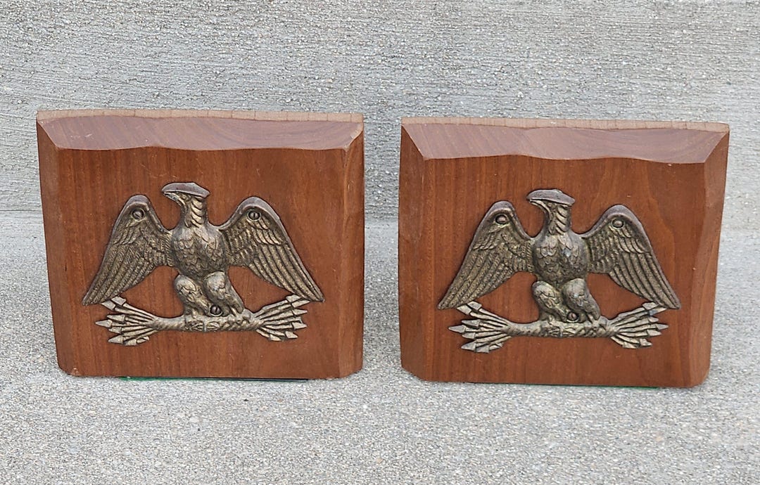 Vintage Brass Eagle Crest Bookends: Federal Americana Decor - Etsy