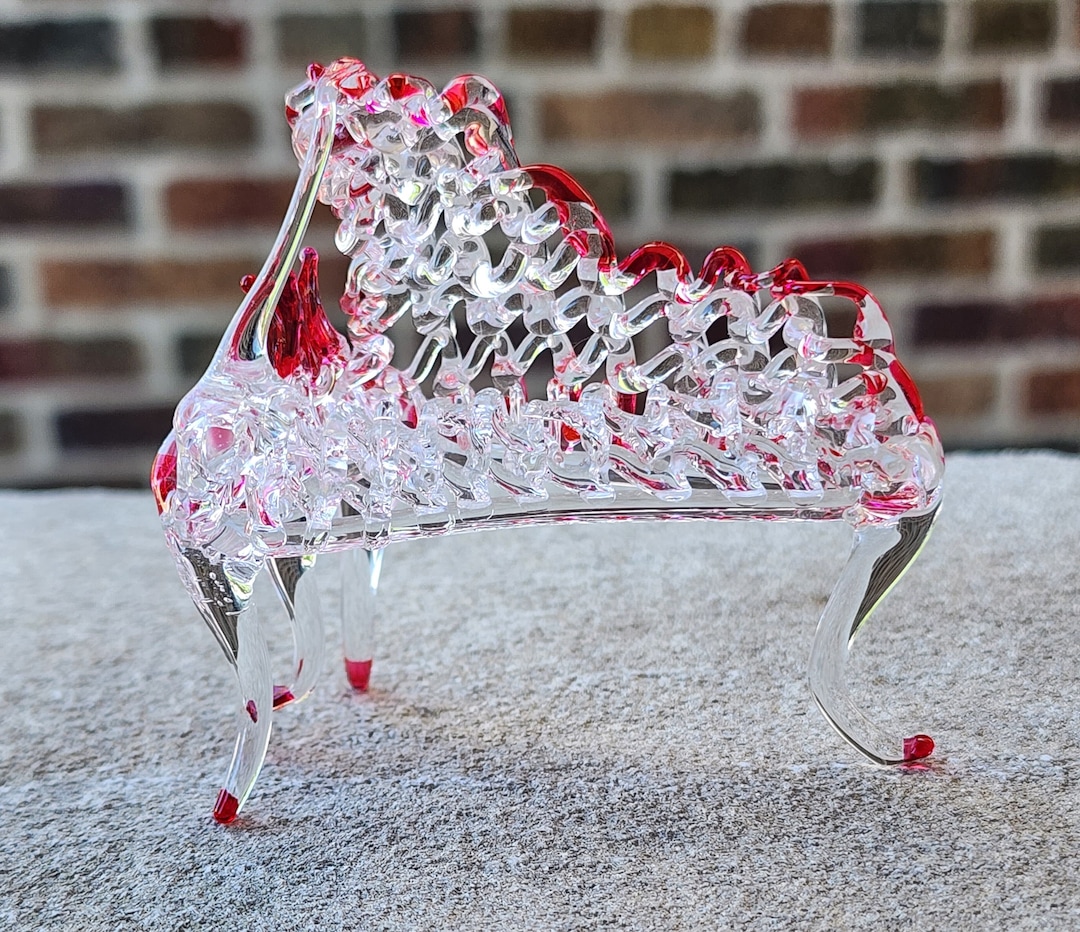 Vintage Magenta Pink Clear Hand Blown Spun Tinsel Glass Grand Piano ...