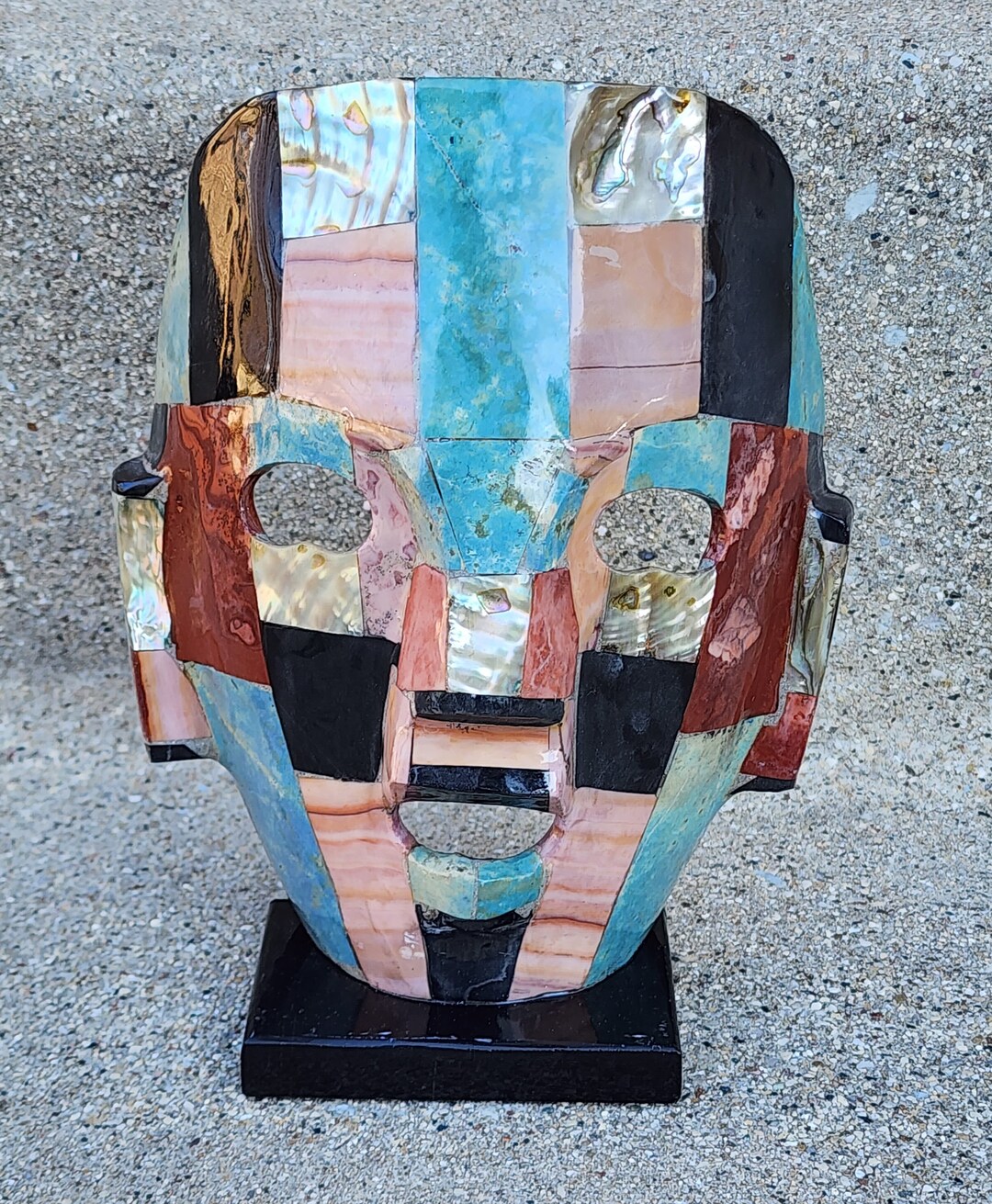 Vintage Mid Century Modern Mayan Aztec Semi Precious Stone Mother of ...