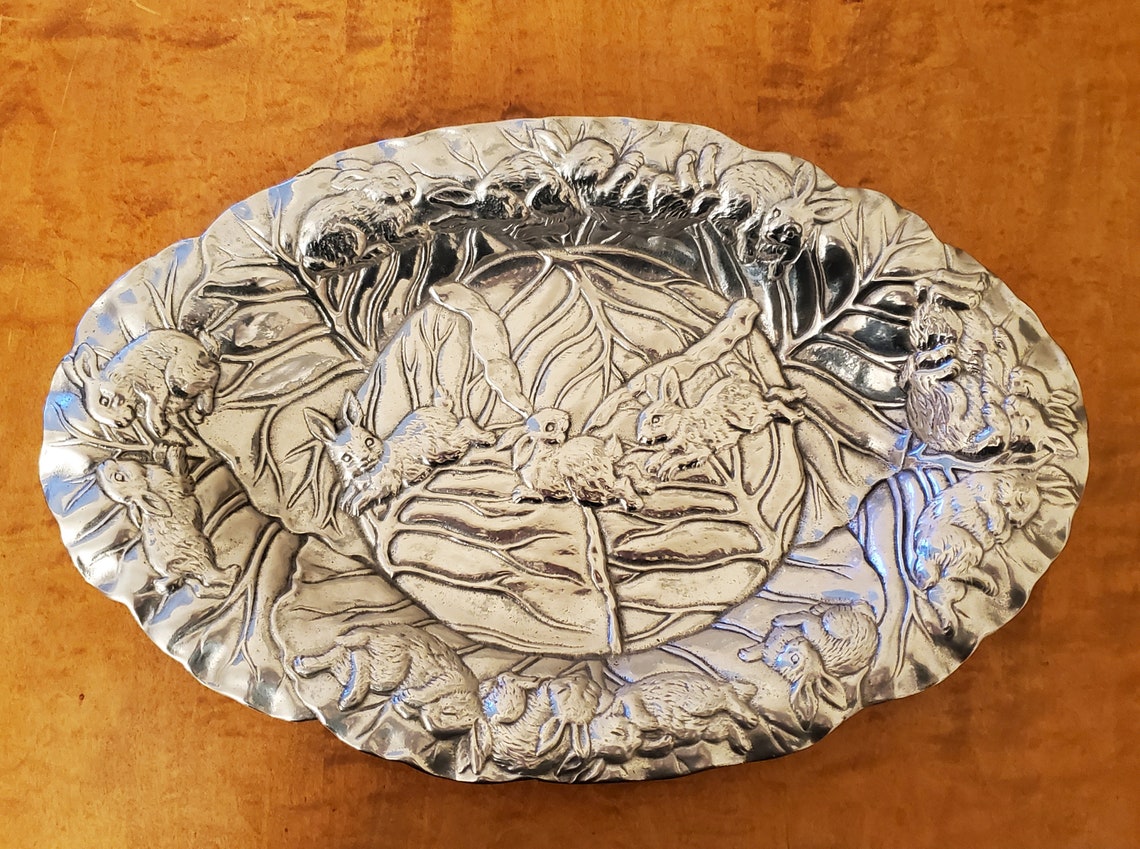 Vintage 1990 Arthur Court Bunny Rabbit Embossed Aluminum Metal - Etsy