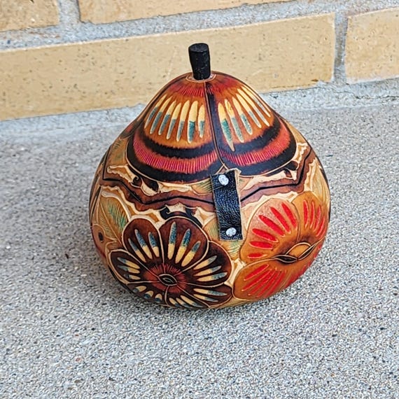 Vintage Peru Peruvian Trinket Box Hand Carved Painted… - Gem