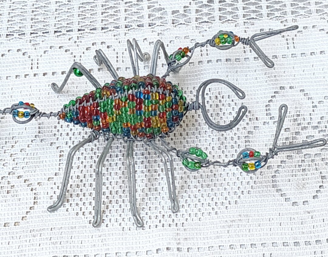 Kenya Artist Multicolor Rainbow Scorpion Wire Beaded Seed Bead Free ...