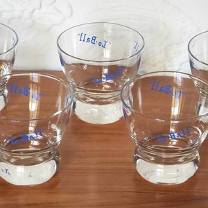 5 Vintage Eva Zeisel Prestige Century Modern Blue Lo Ball Lo-ball Drink ...