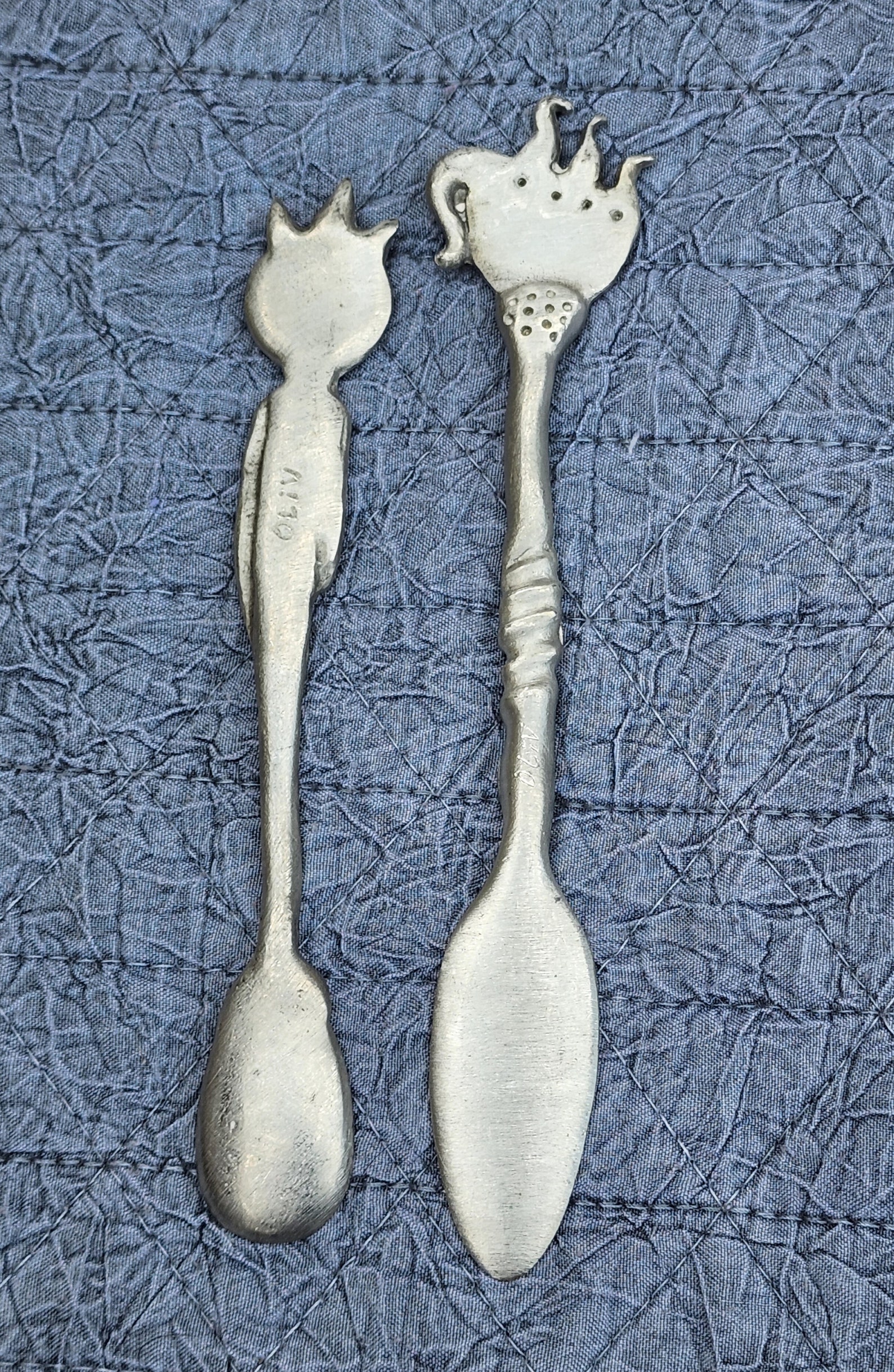 2 Vintage Metal Pewter Tone Spike Hair Man Spoon Coffee Cup W - Etsy