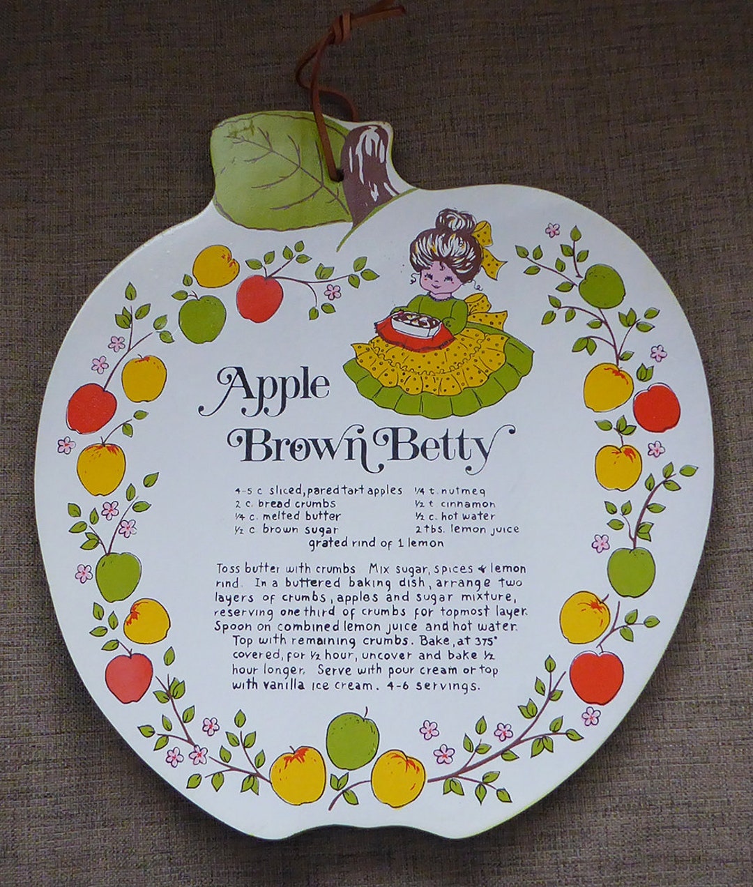 Vintage Japan Lorrie Design Apple Brown Betty Dessert Pie Recipe Wood ...