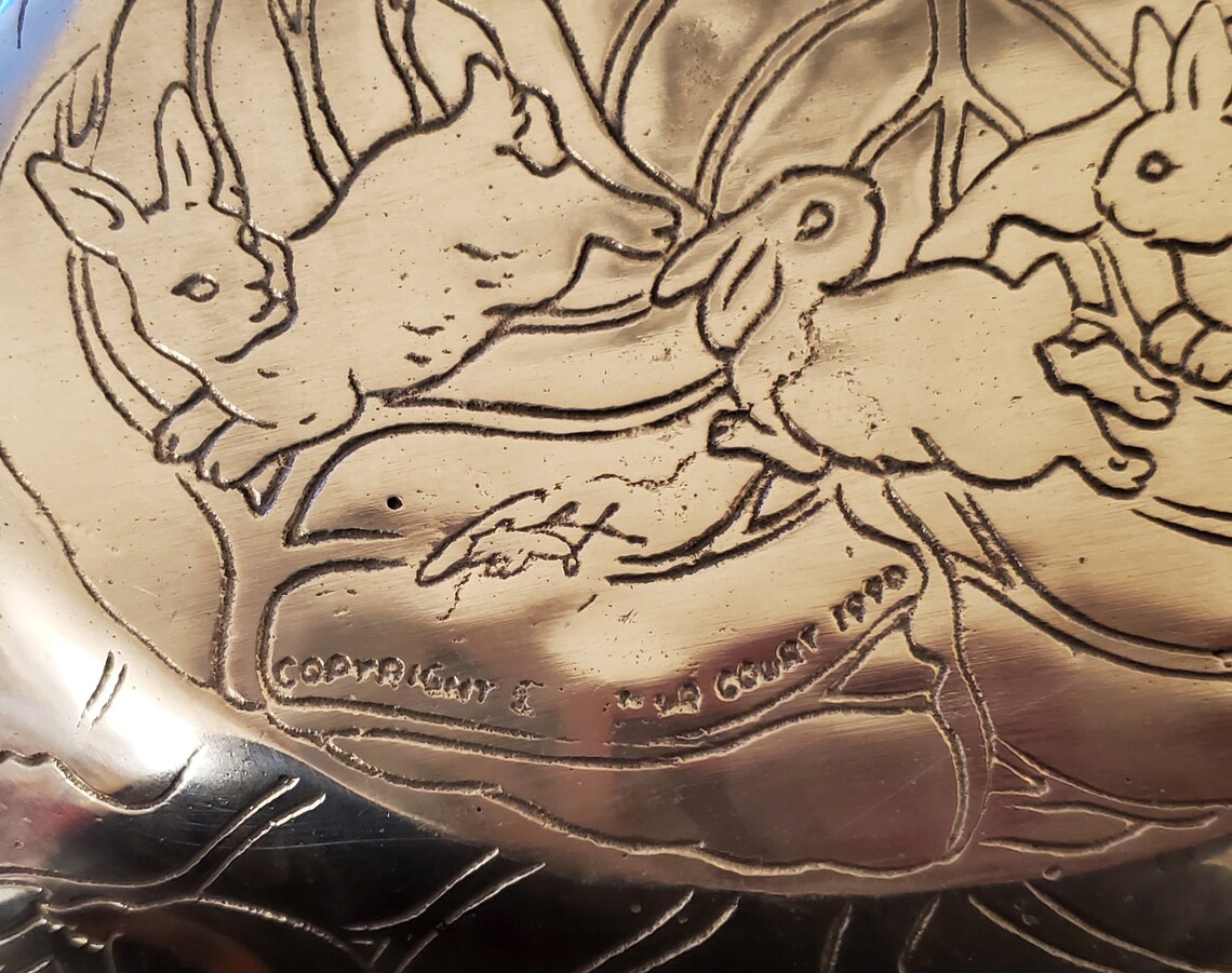Vintage 1990 Arthur Court Bunny Rabbit Embossed Aluminum Metal - Etsy