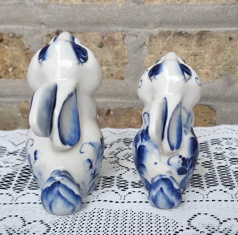 Vintage Cobalt Blue White Porcelain Flower Floral Rabbit Bunny - Etsy