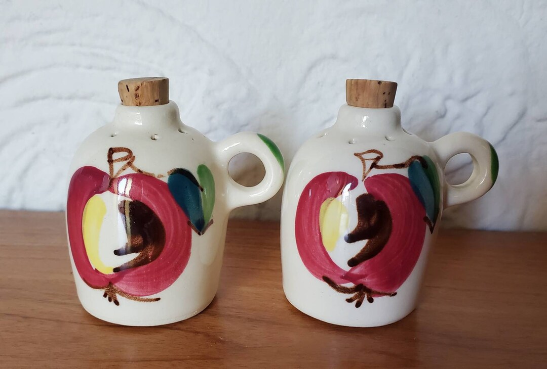 Vintage Purinton Pottery Ceramic Hand Painted Apple Blue Green Leaves ...