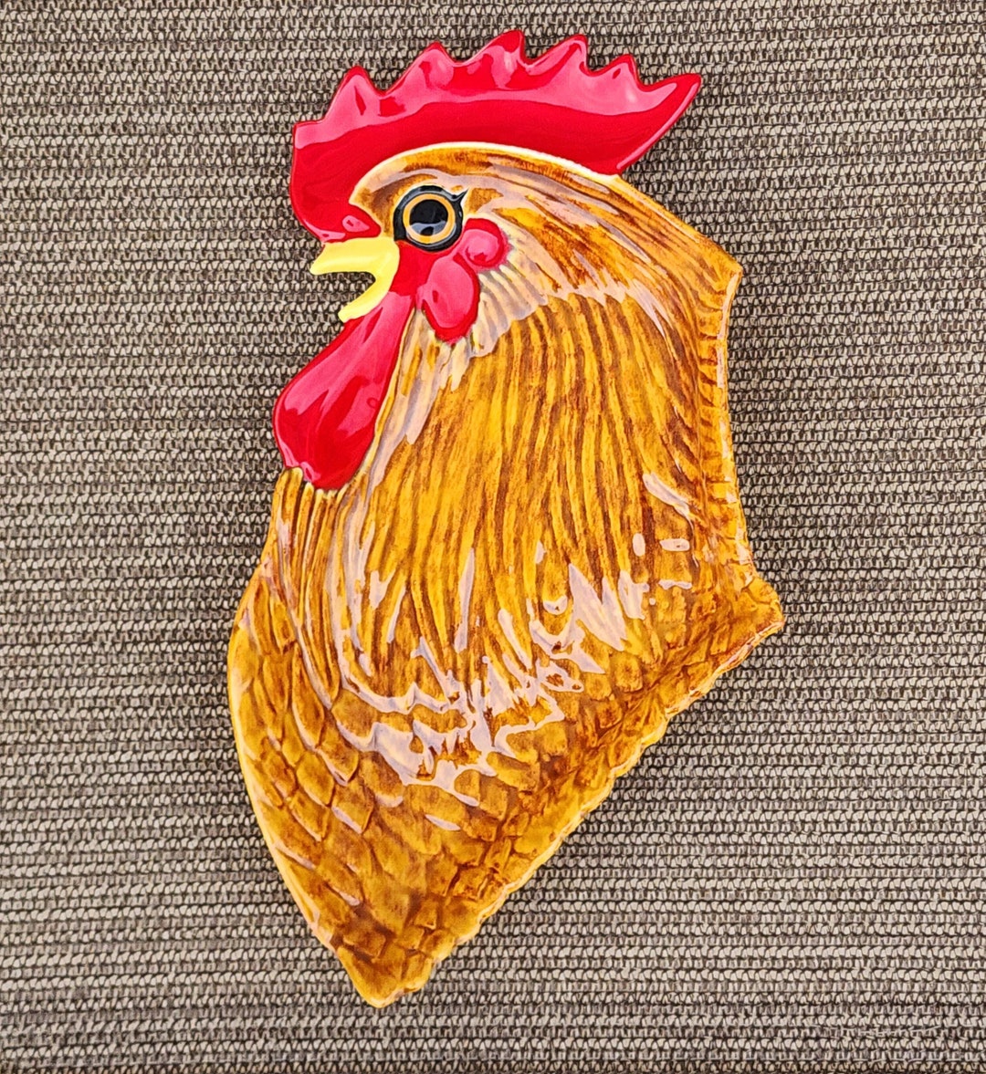 Vintage Red Rooster Bowl: Hand-painted Ceramic Serving Dish, Signed Dee ...