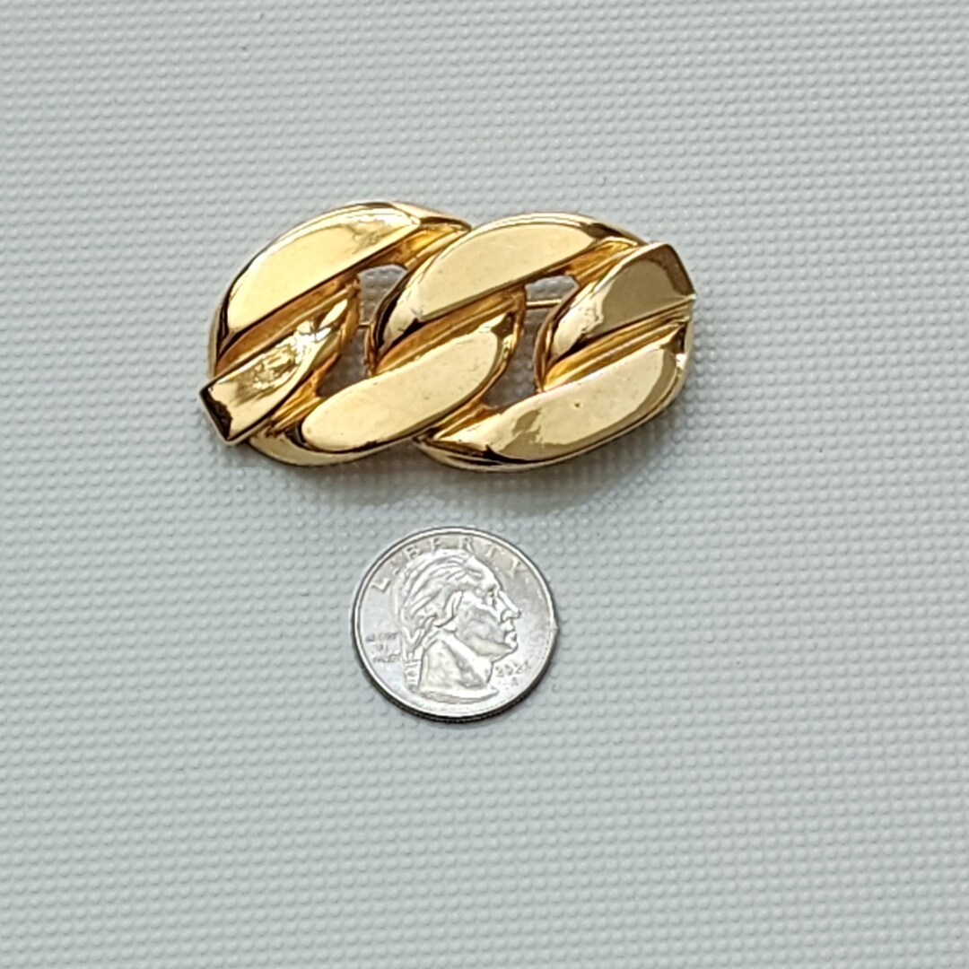 Vintage Chunky Chain Interlocking Cuban Curb Link Bold Statement Brooch ...