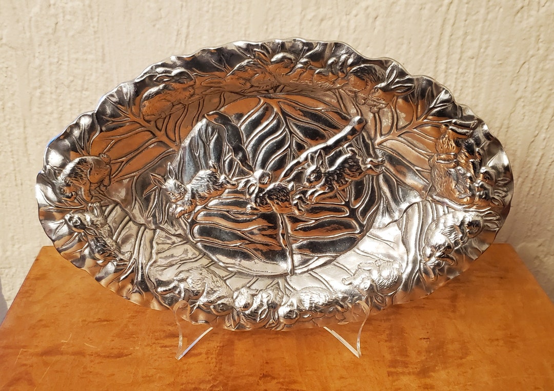 Vintage 1990 Arthur Court Bunny Rabbit Embossed Aluminum Metal Cabbage ...