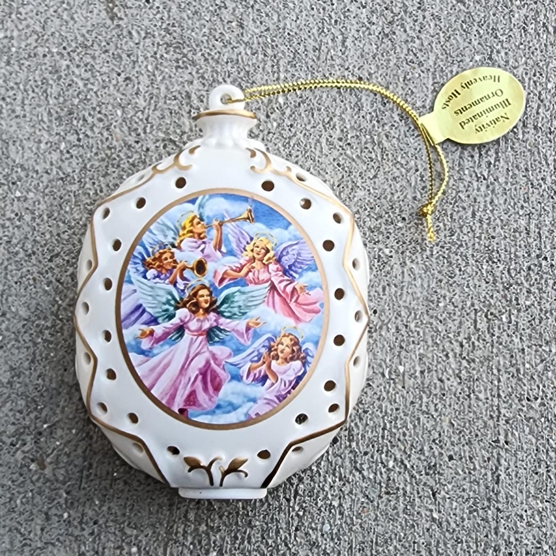 Vintage Danbury Mint Porcelain Nativity Ornament: Illuminated Heavenly ...