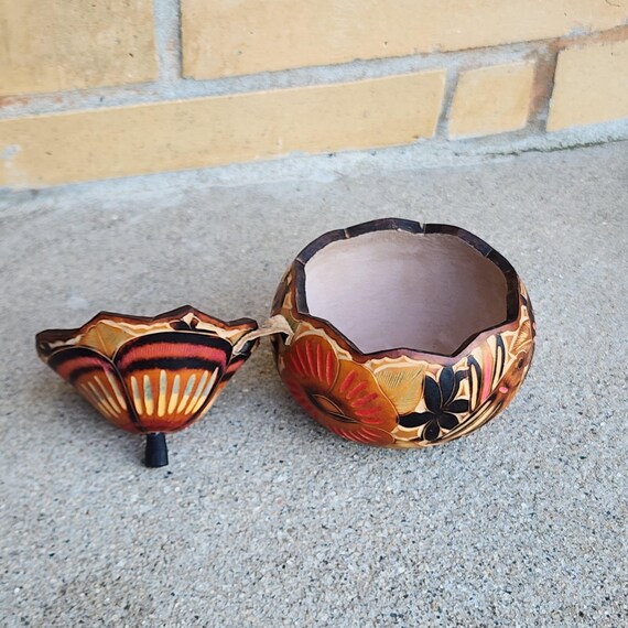 Vintage Peru Peruvian Trinket Box Hand Carved Painted… - Gem