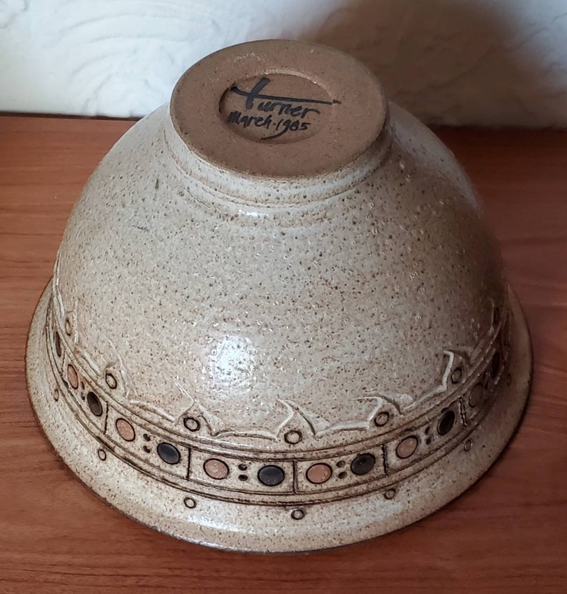 Vintage 1985 Tim Turner Pottery Brown Speckled Glaze Carved - Etsy