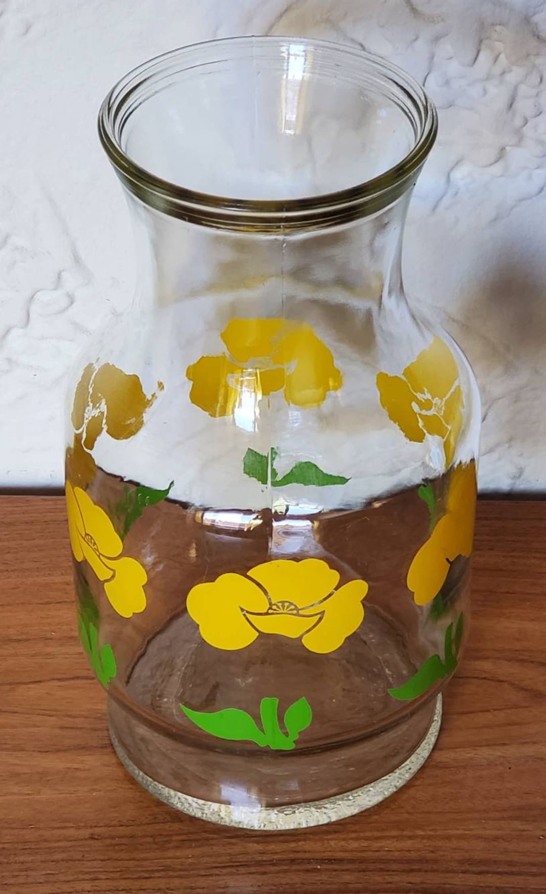 Vintage Anchor Hocking Fire King Yellow Foxy Flower Kitchen Glass Table ...