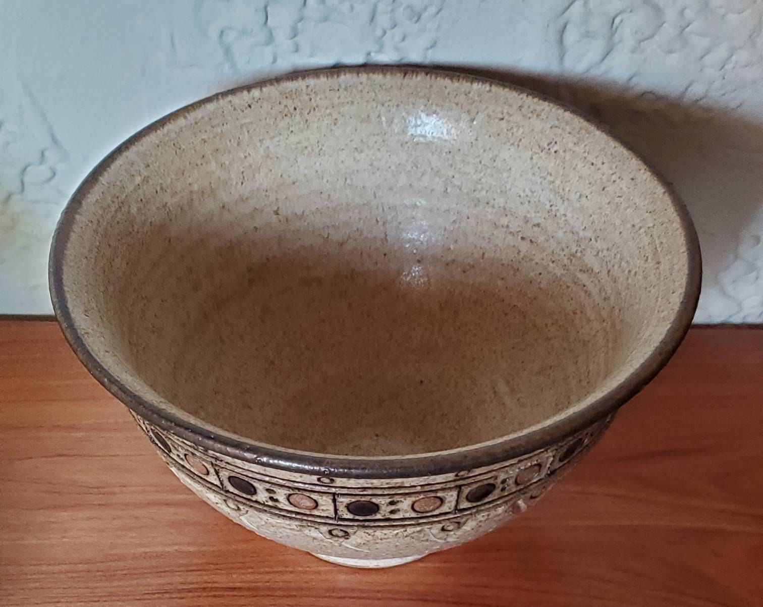 Vintage 1985 Tim Turner Pottery Brown Speckled Glaze Carved - Etsy