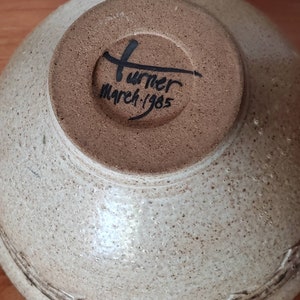 Vintage 1985 Tim Turner Pottery Brown Speckled Glaze Carved Circle ...