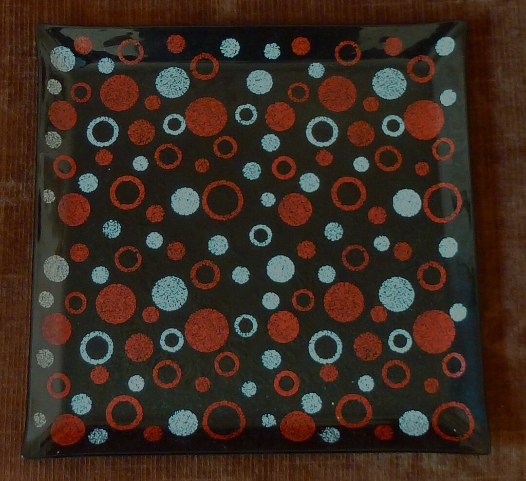 Vintage Houze Glass Platter: Atomic Red & White Polka Dot Mid Century ...
