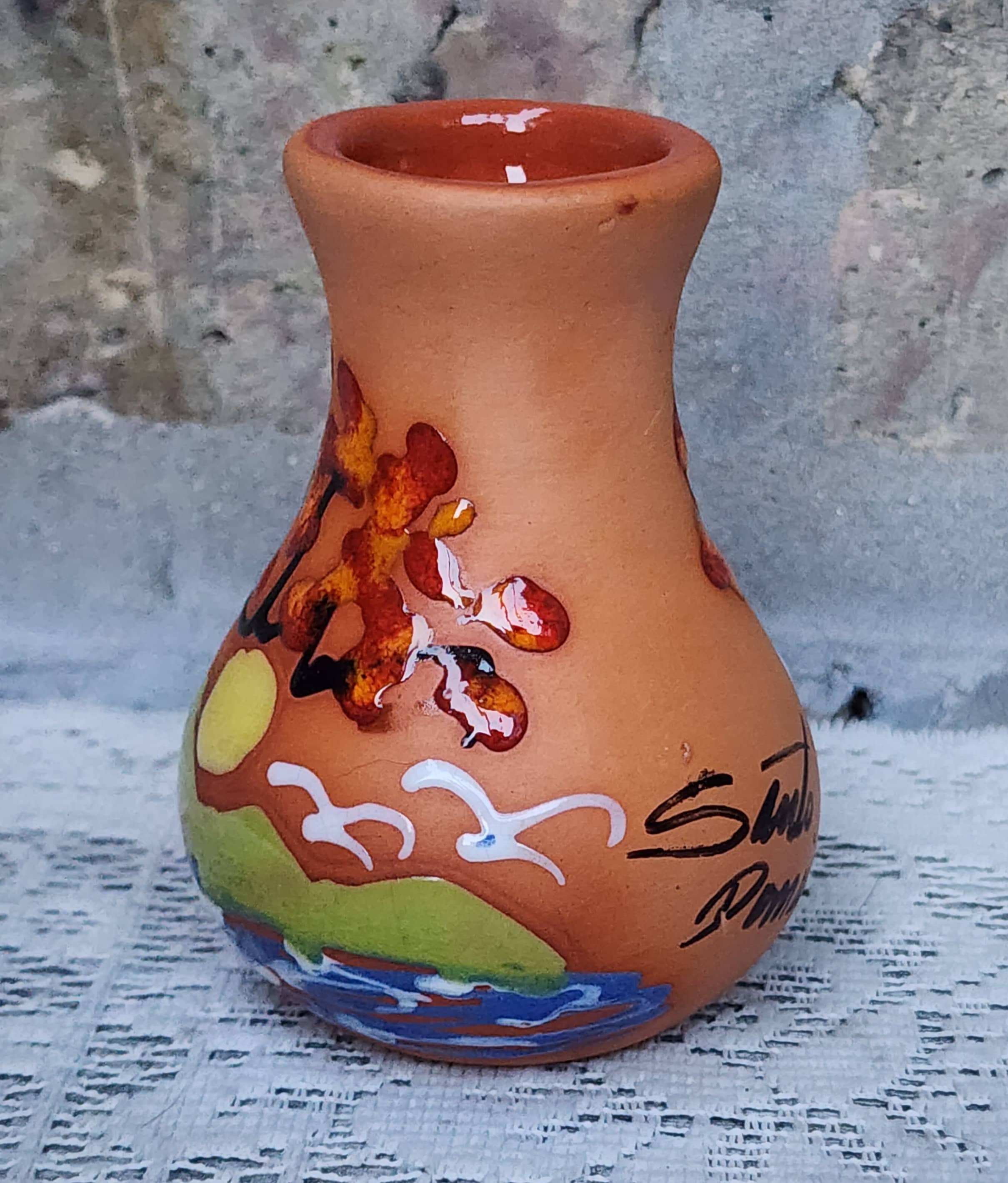 Vintage Terra Cotta Hand Painted Pottery Vase Dominican Republic Art - Etsy