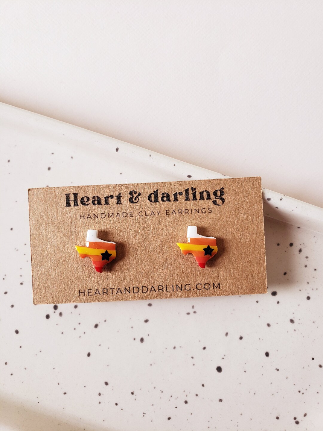 Texas Star Stud Earrings | Retro Orange Navy Polymer Clay Studs ...