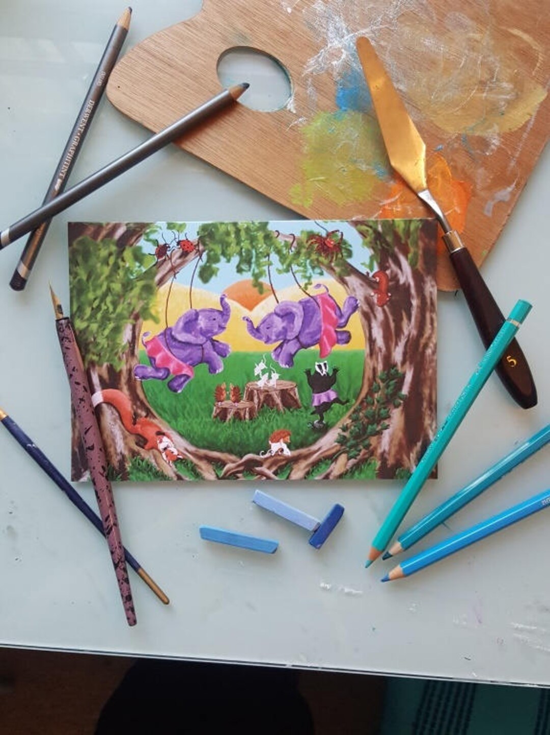 Dance of the Fleet Footed Heffalumps, Fine Art Blank Greetings Card ...