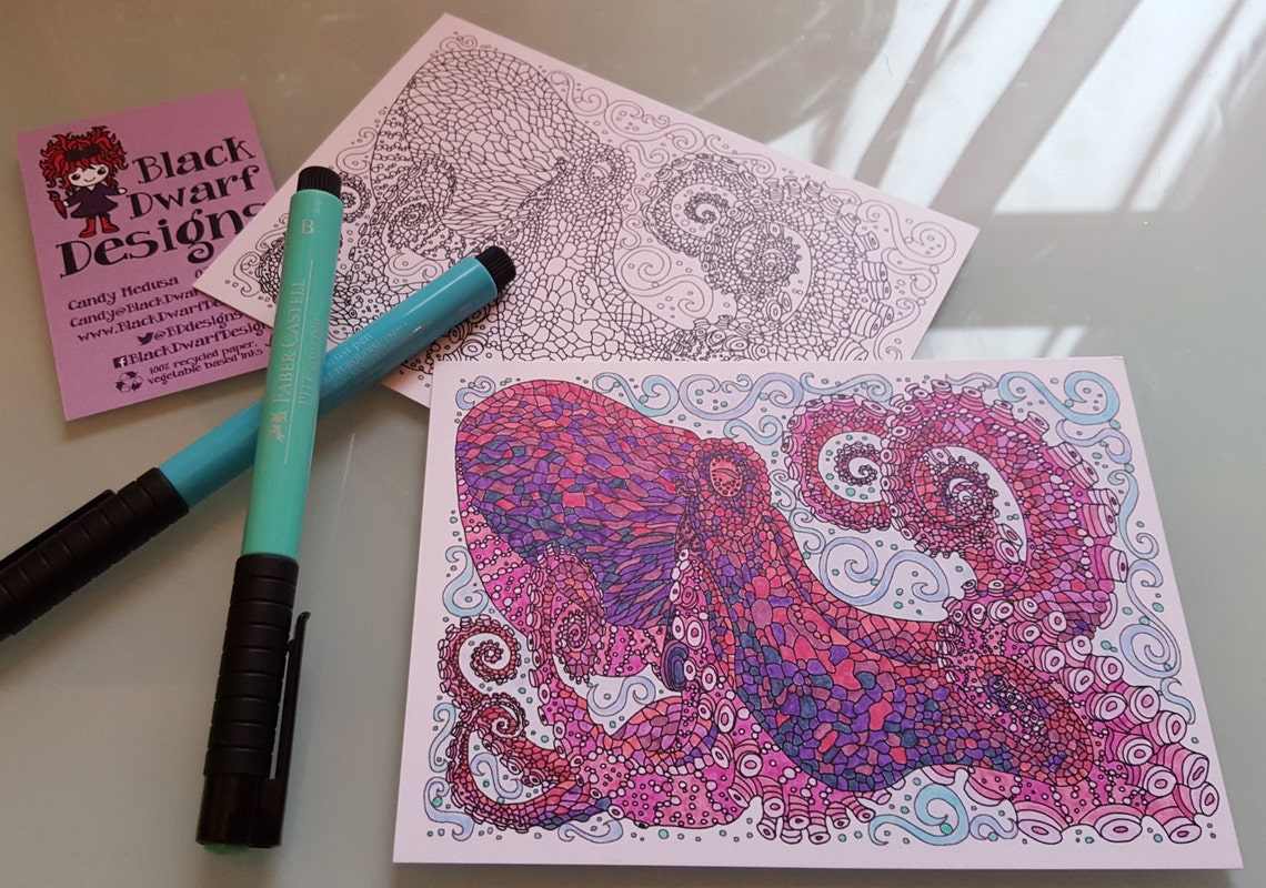 Fine Art Adult Colouring in Postcard Set, 5 Intricate Designs, Coloring ...