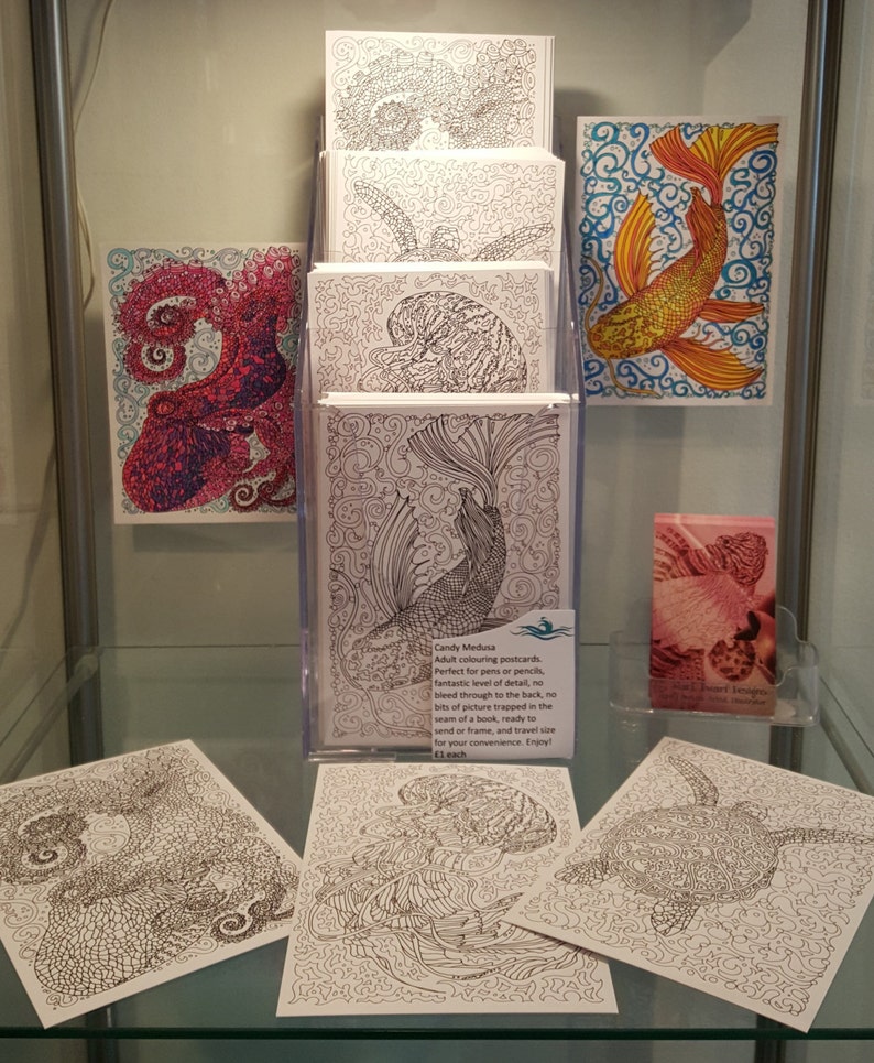 Fine Art Adult Colouring in Postcard Set, 5 Intricate Designs, Coloring ...