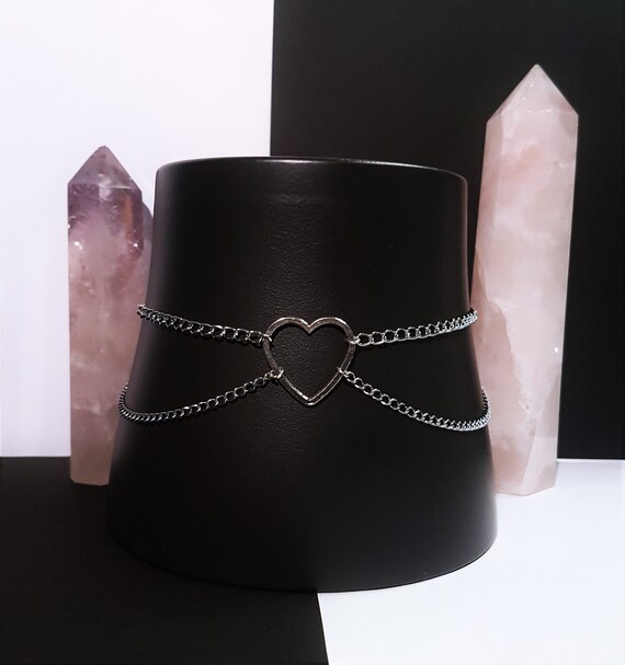 Heart choker necklace chain choker grunge choker pastel | Etsy