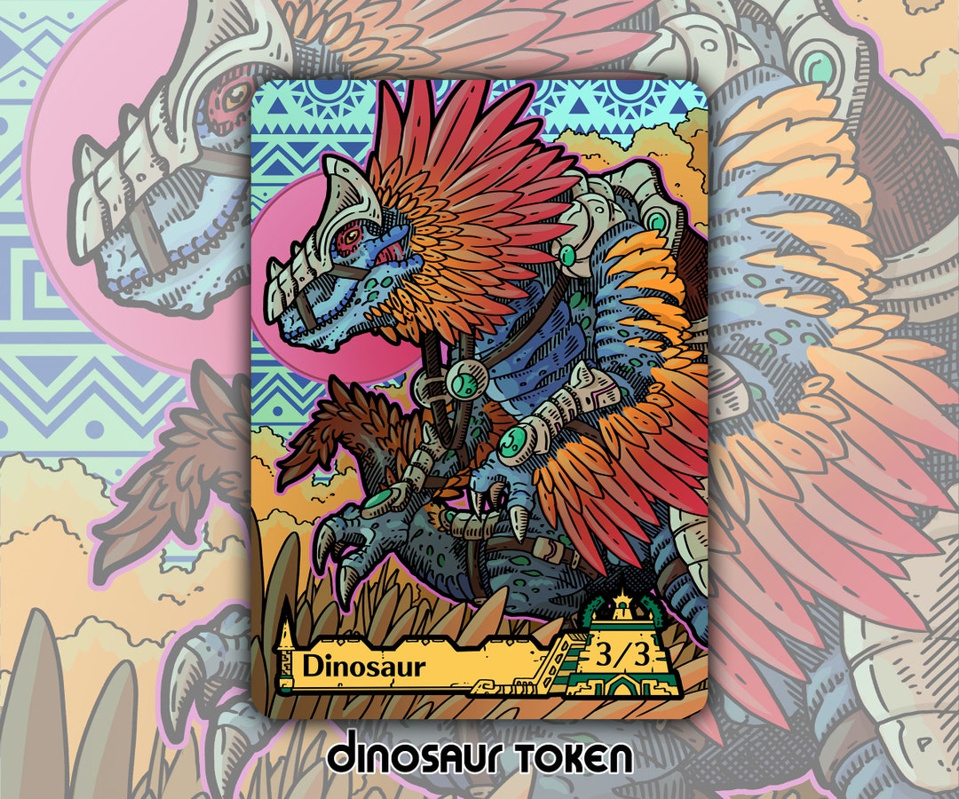 Dinosaur Token - Custom MTG Magic the Gathering Fantasy Board Game Card ...
