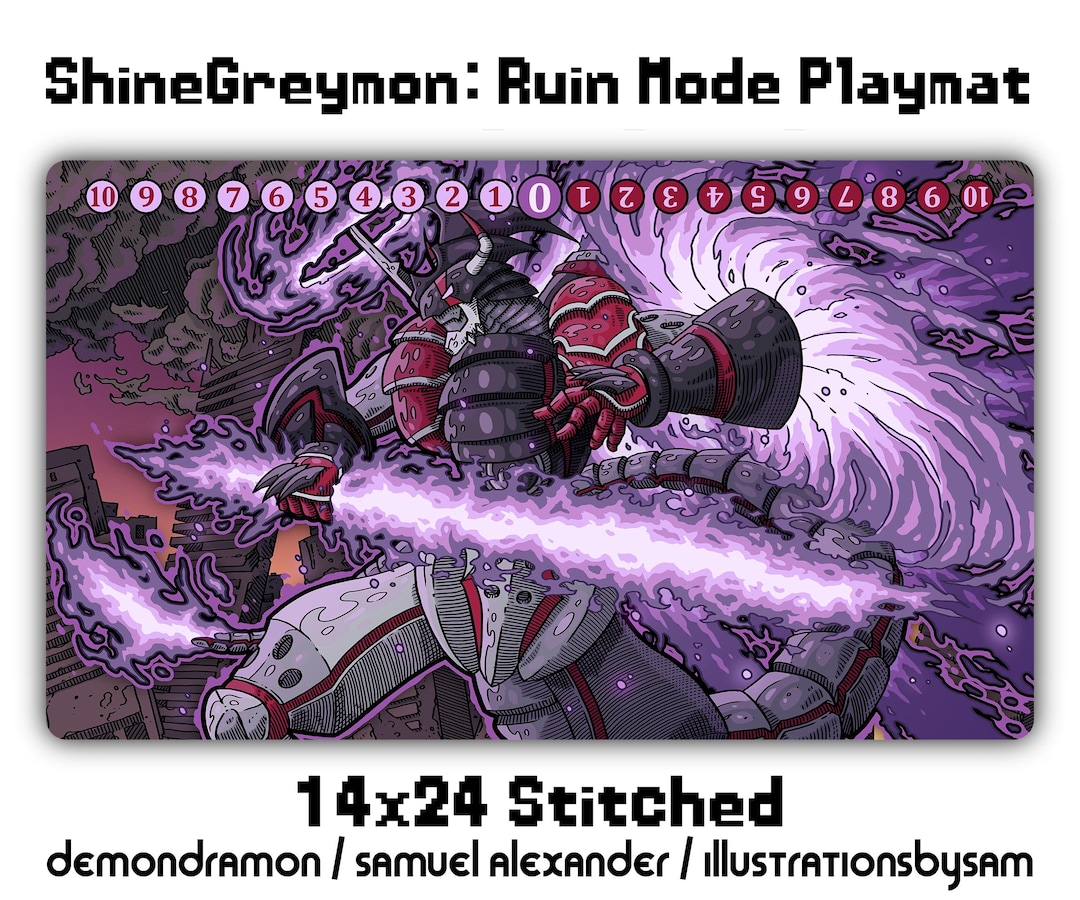 Shinegreymon Ruin Mode Playmat - 14x24 Digimon Card Game DCG Stitched ...